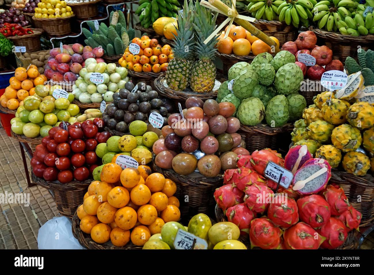 fresh fruit on the famous farmers market of madeira in funchal Stock ...