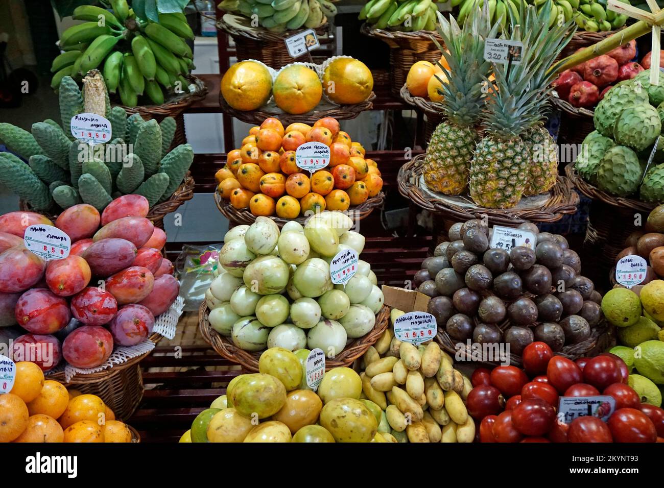 fresh fruit on the famous farmers market of madeira in funchal Stock ...