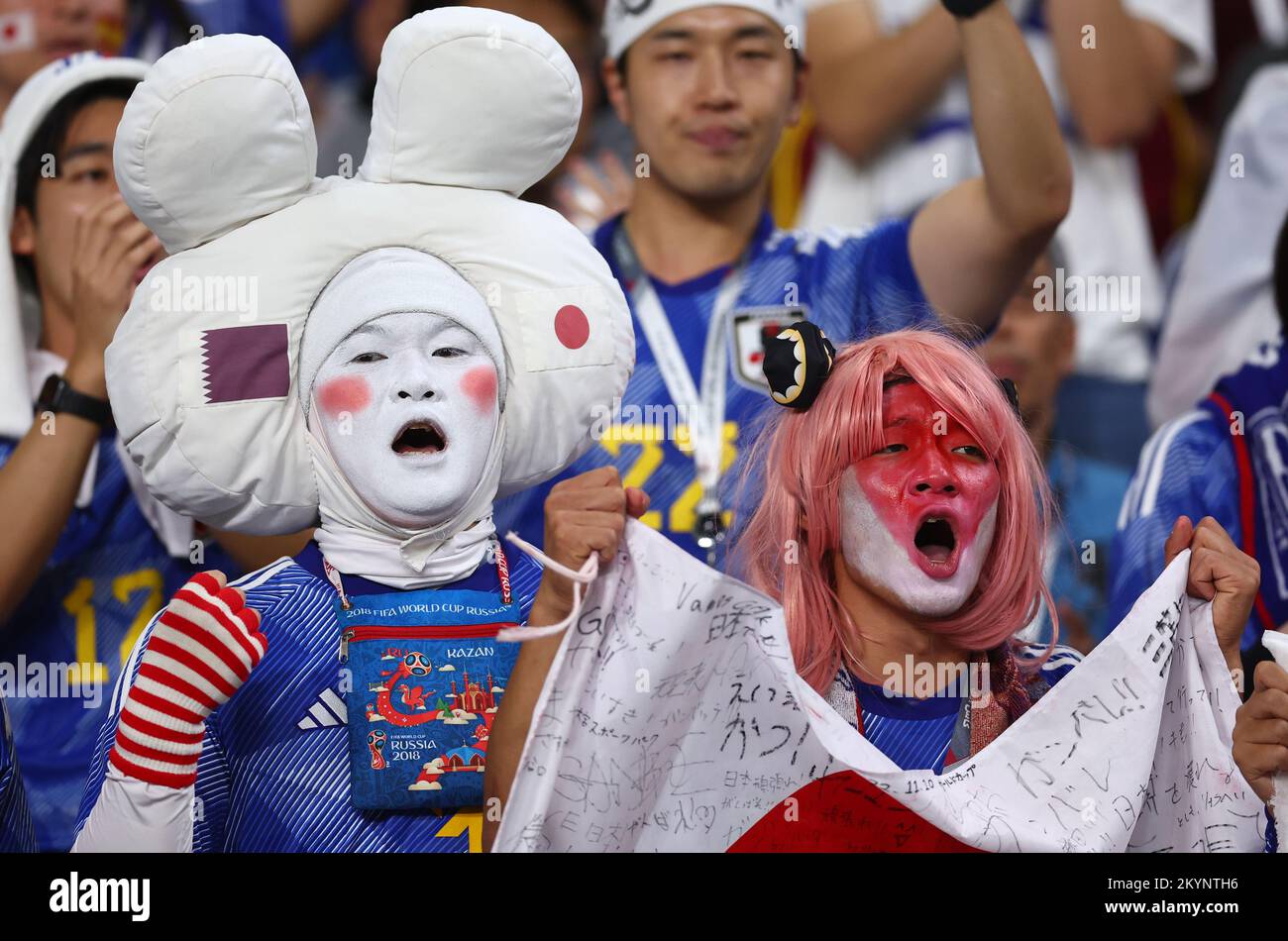 Doha, Qatar, 1st December 2022. Japan fans during the FIFA World Cup ...