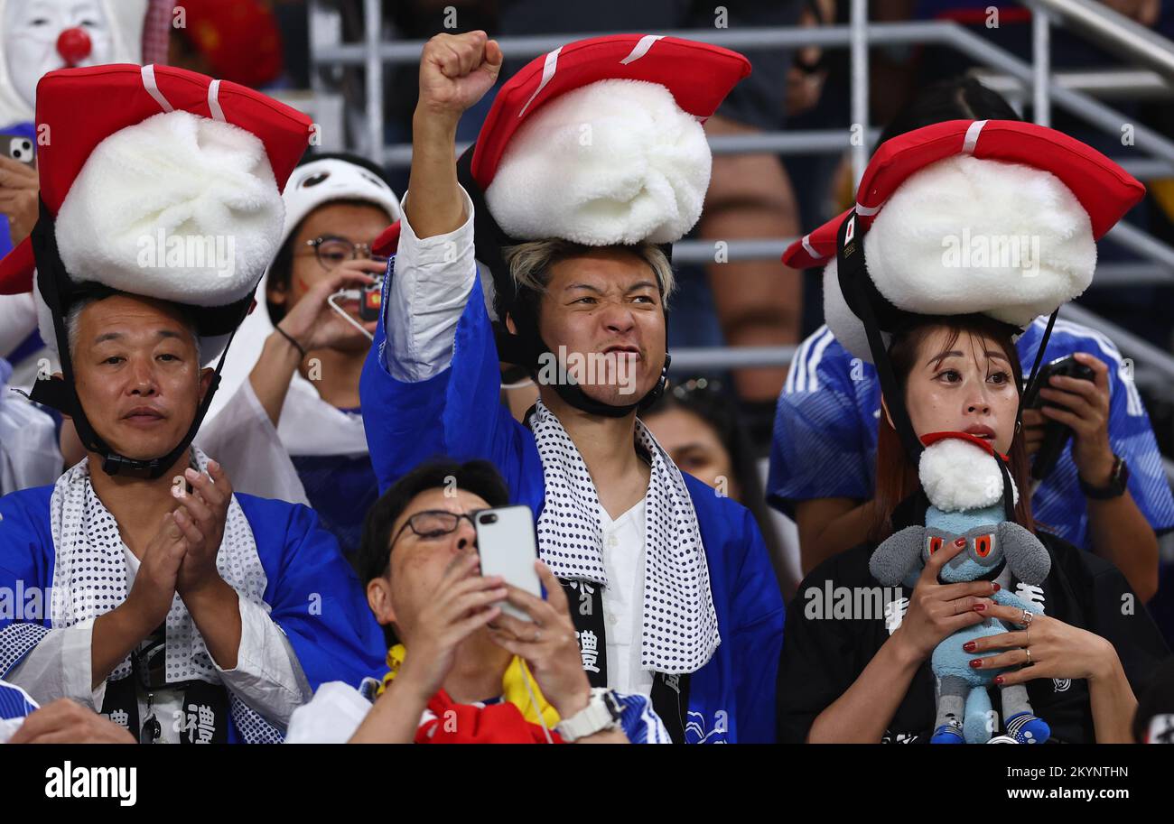 Doha, Qatar, 1st December 2022. Japan fans during the FIFA World Cup ...