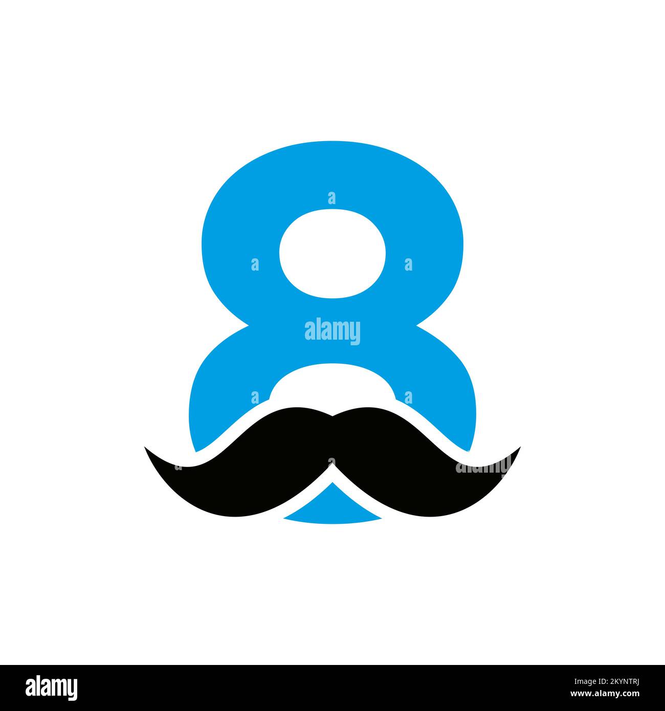 Letter 8 Barbershop Logo Design. Hairstylist Logotype For Mustache ...