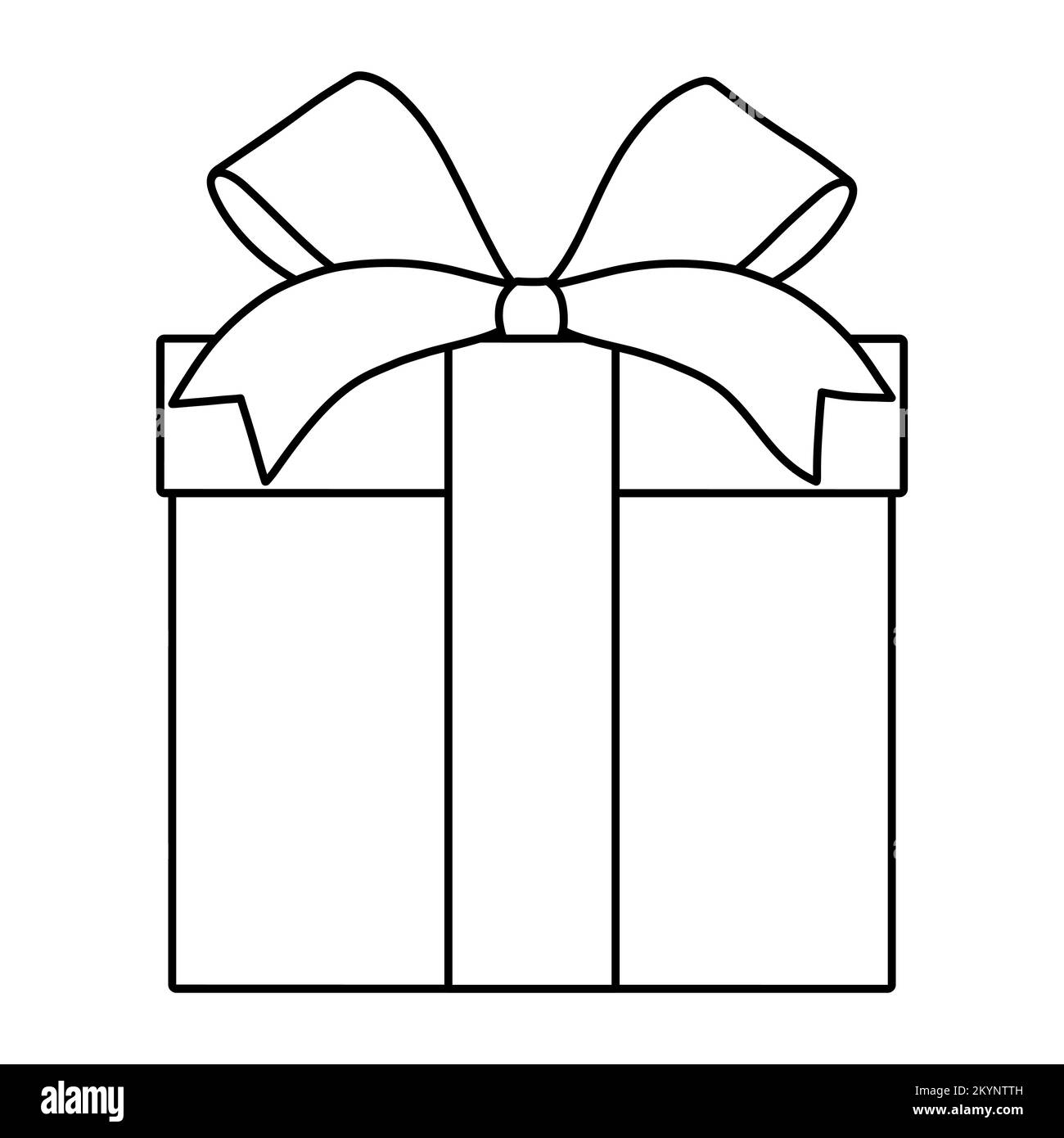 Gift box contour isolated on white background. Present box vector icon ...