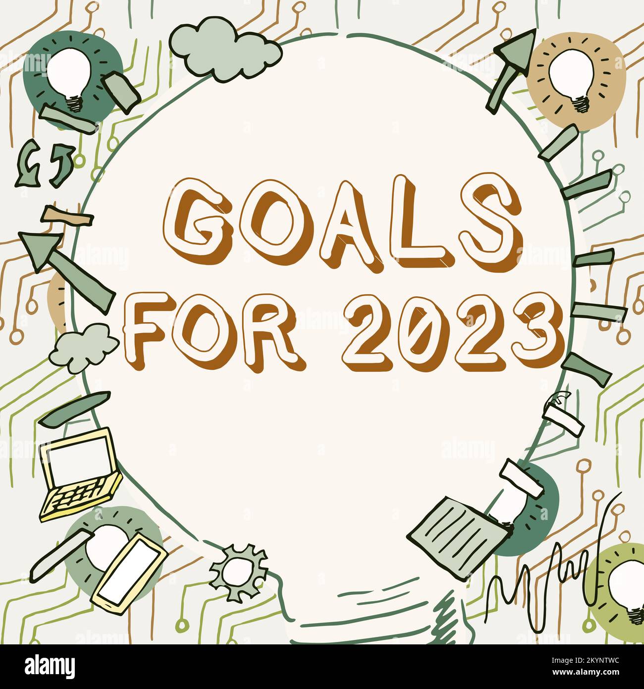 Hand writing sign Goals For 2023. Word for The following things you ...