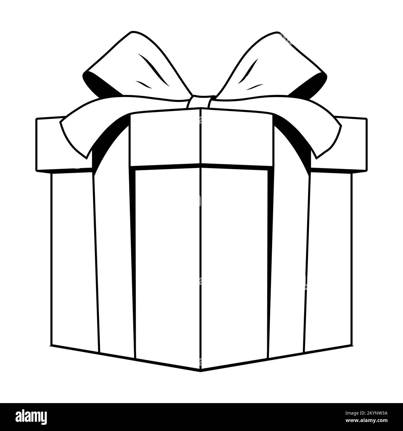 Giftbox outline illustration isolated on white background. Present box ...