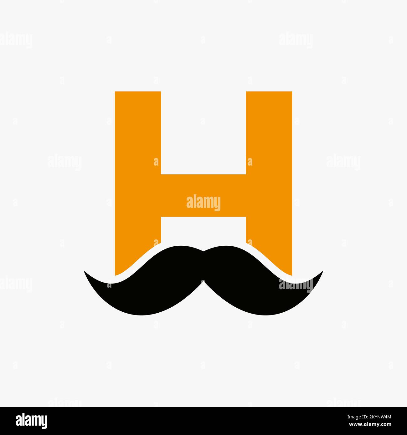 Letter H Barbershop Logo Design. Hairstylist Logotype For Mustache ...