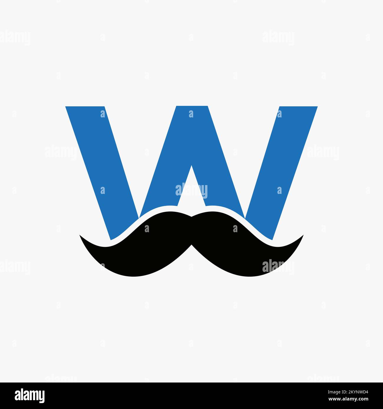 Letter W Barbershop Logo Design. Hairstylist Logotype For Mustache ...