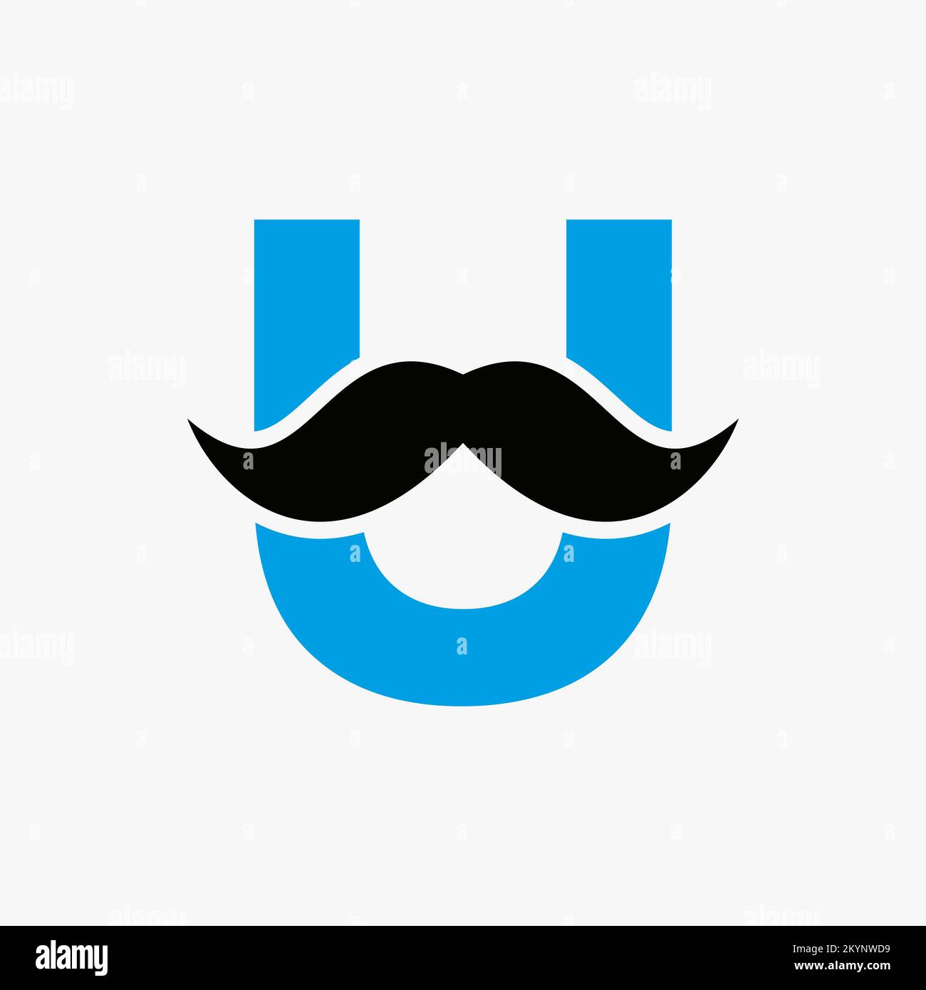 Letter U Barbershop Logo Design. Hairstylist Logotype For Mustache ...