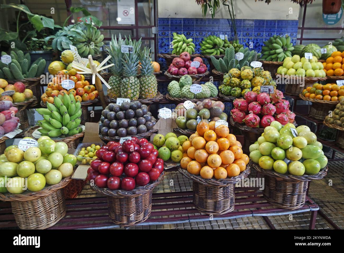 fresh fruit on the famous farmers market of madeira in funchal Stock ...