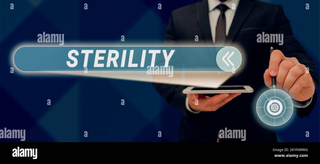 Hand writing sign Sterility. Business showcase a condition of being ...