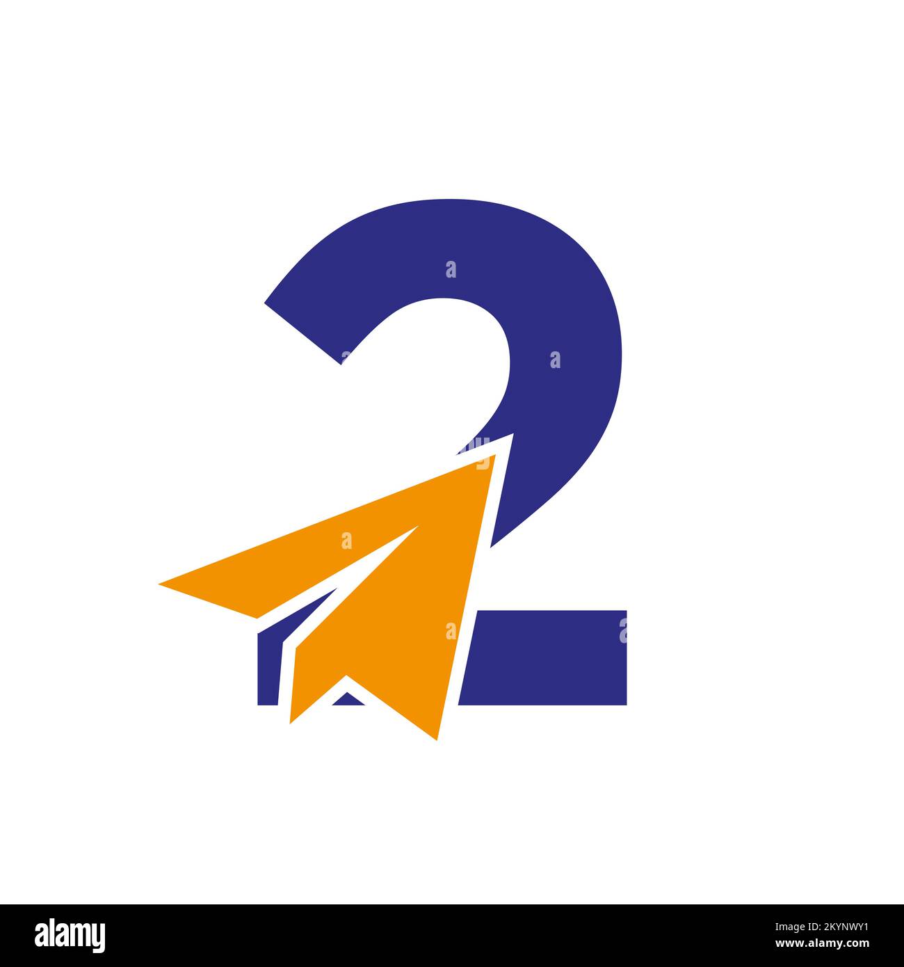 Letter 2 Travel Logo Concept With Paper Plane Icon Vector Template ...