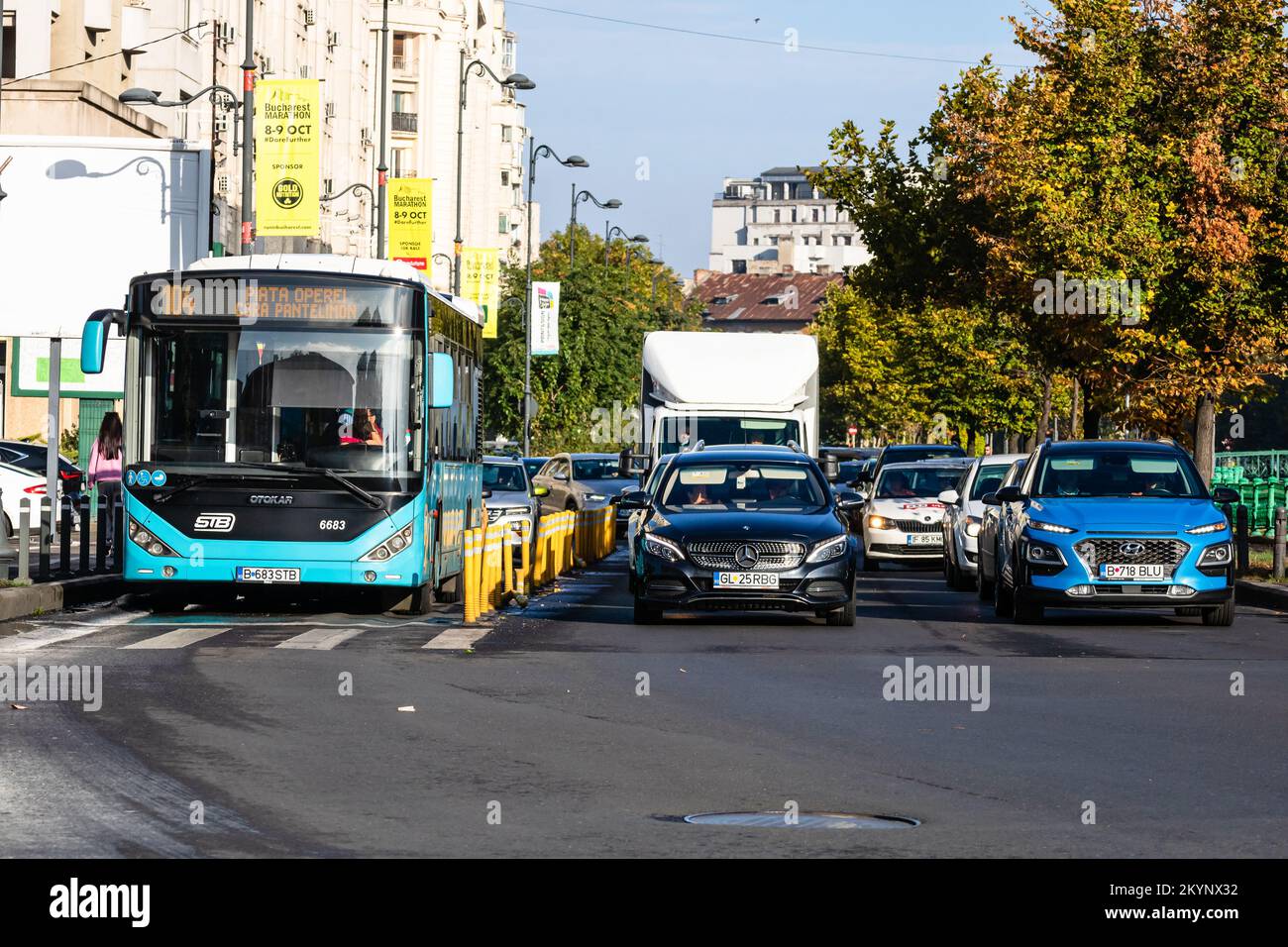 Bus in traffic. STB public transport Bucharest, Romania, 2022 Stock ...
