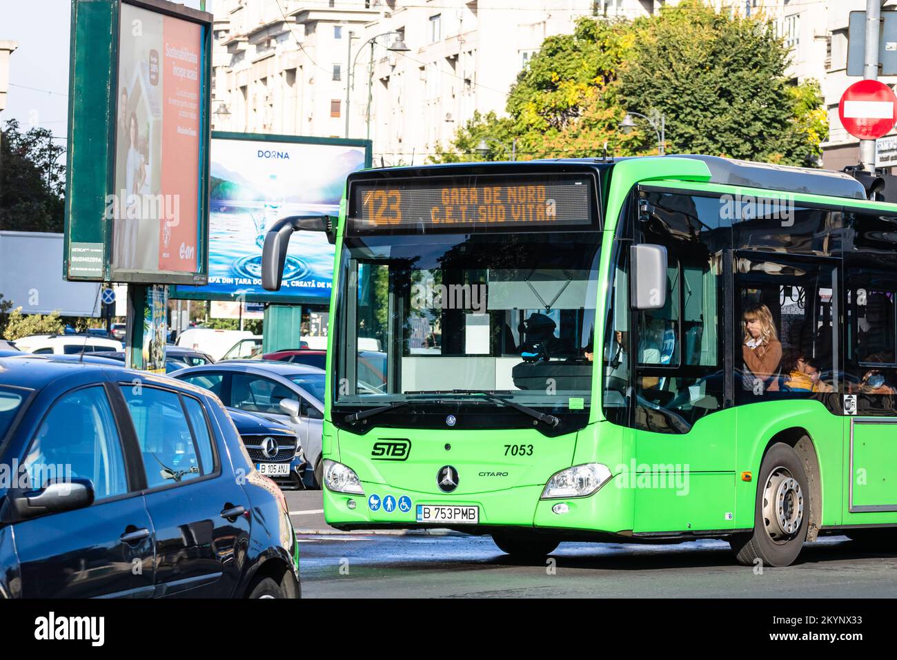 Bus in traffic. STB public transport Bucharest, Romania, 2022 Stock ...