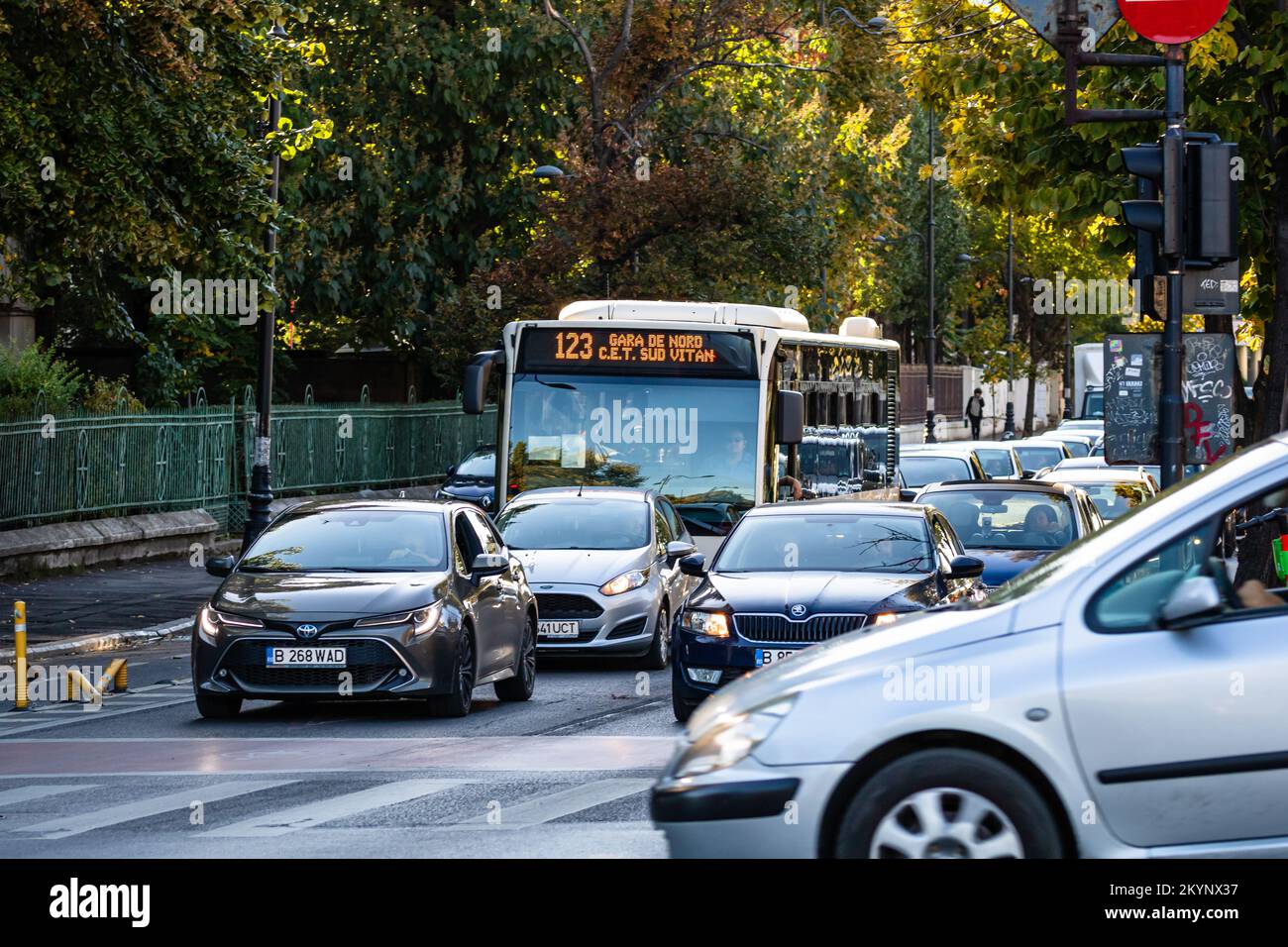 Bus in traffic. STB public transport Bucharest, Romania, 2022 Stock ...