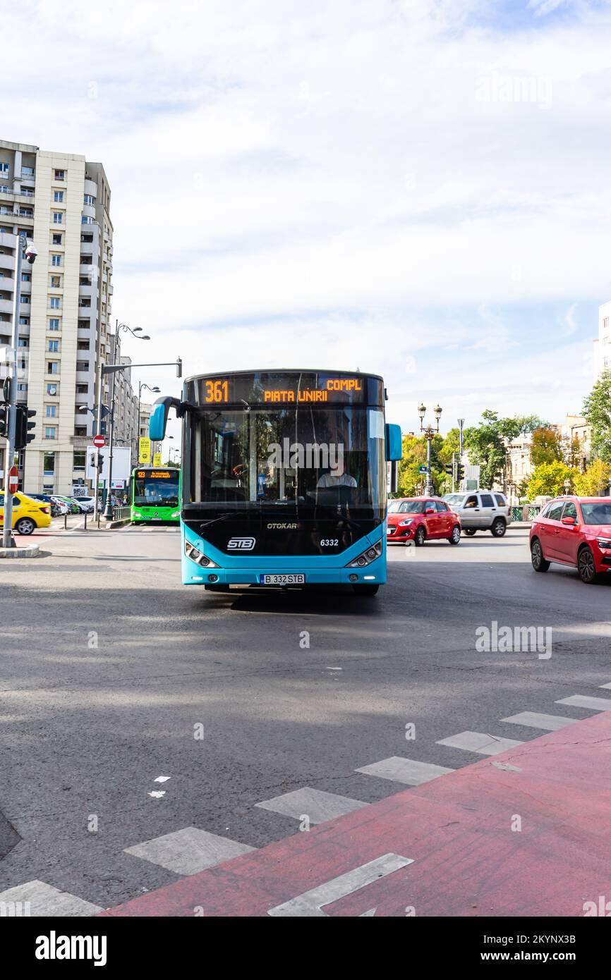 Bus in traffic. STB public transport Bucharest, Romania, 2022 Stock ...