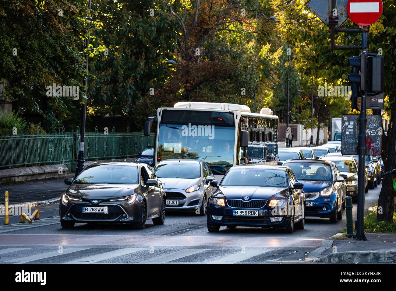 Bus in traffic. STB public transport Bucharest, Romania, 2022 Stock ...