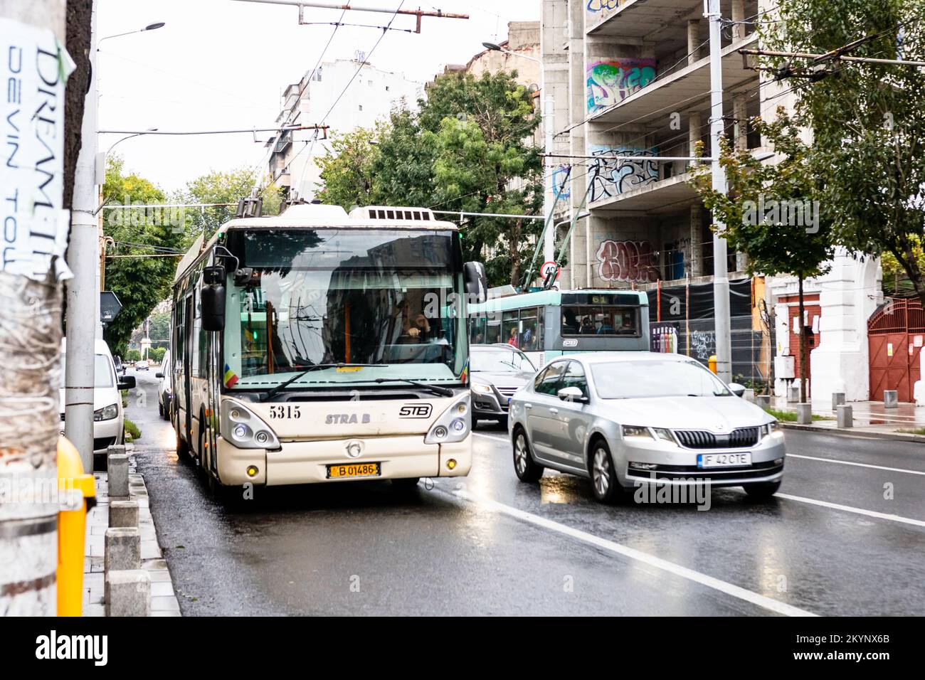 Bus in traffic. STB public transport Bucharest, Romania, 2022 Stock ...