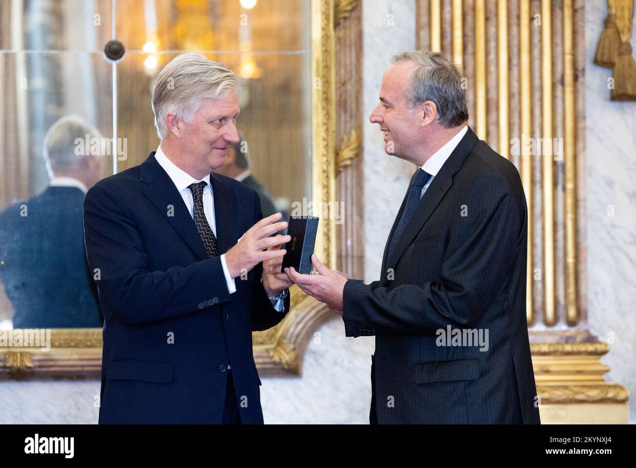 Brussels. Belgium, 01/12/2022, King Philippe - Filip of Belgium and Thomas Leysen pictured ...