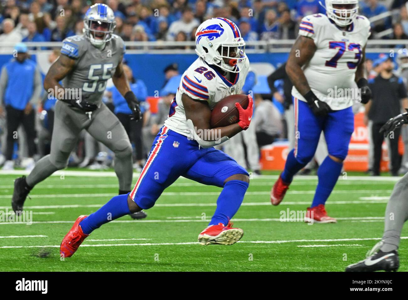 DETROIT, MI - NOVEMBER 24: Buffalo Bills RB Devin Singletary (26) in ...