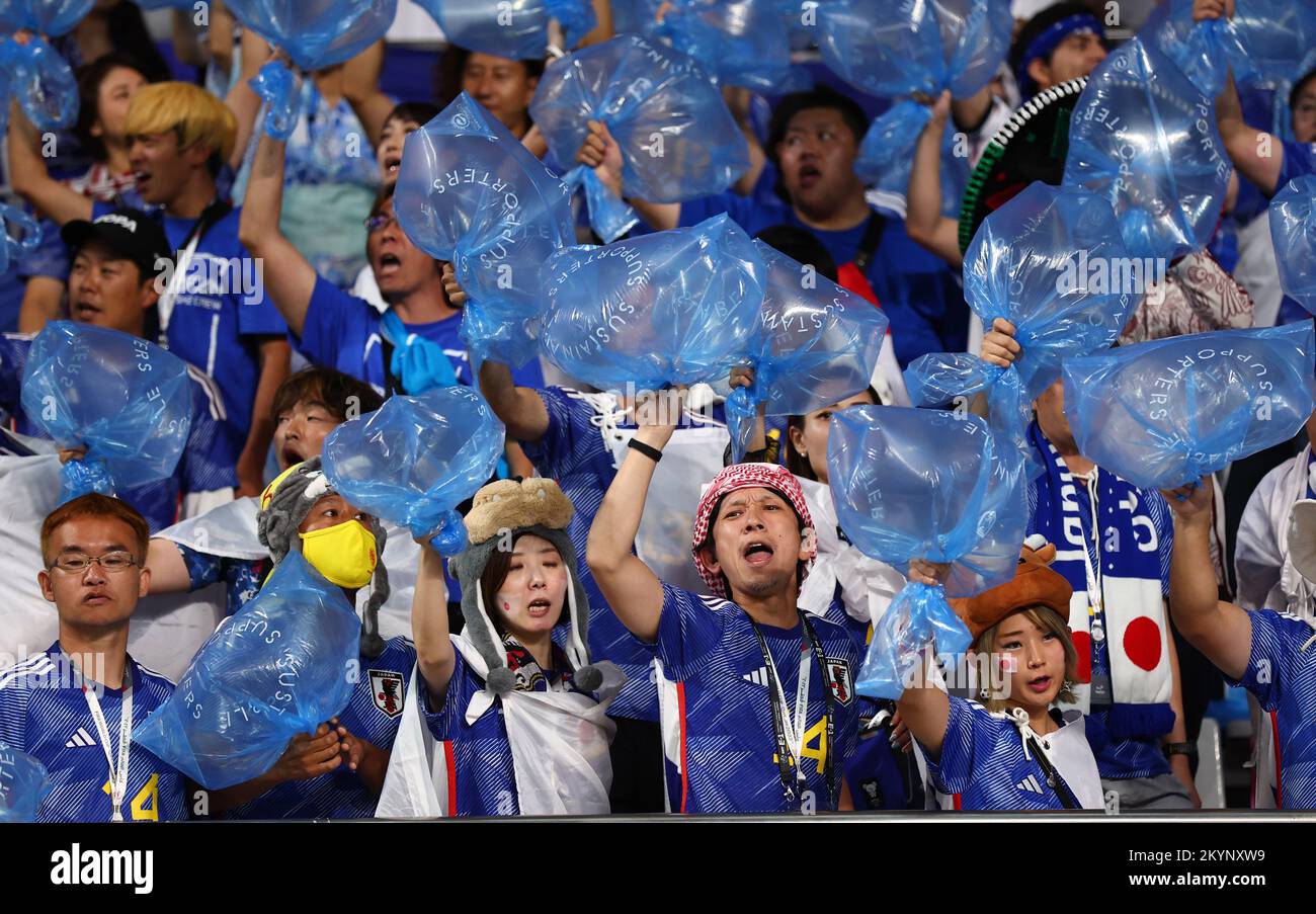 Doha, Qatar, 1st December 2022. Japan fans during the FIFA World Cup ...
