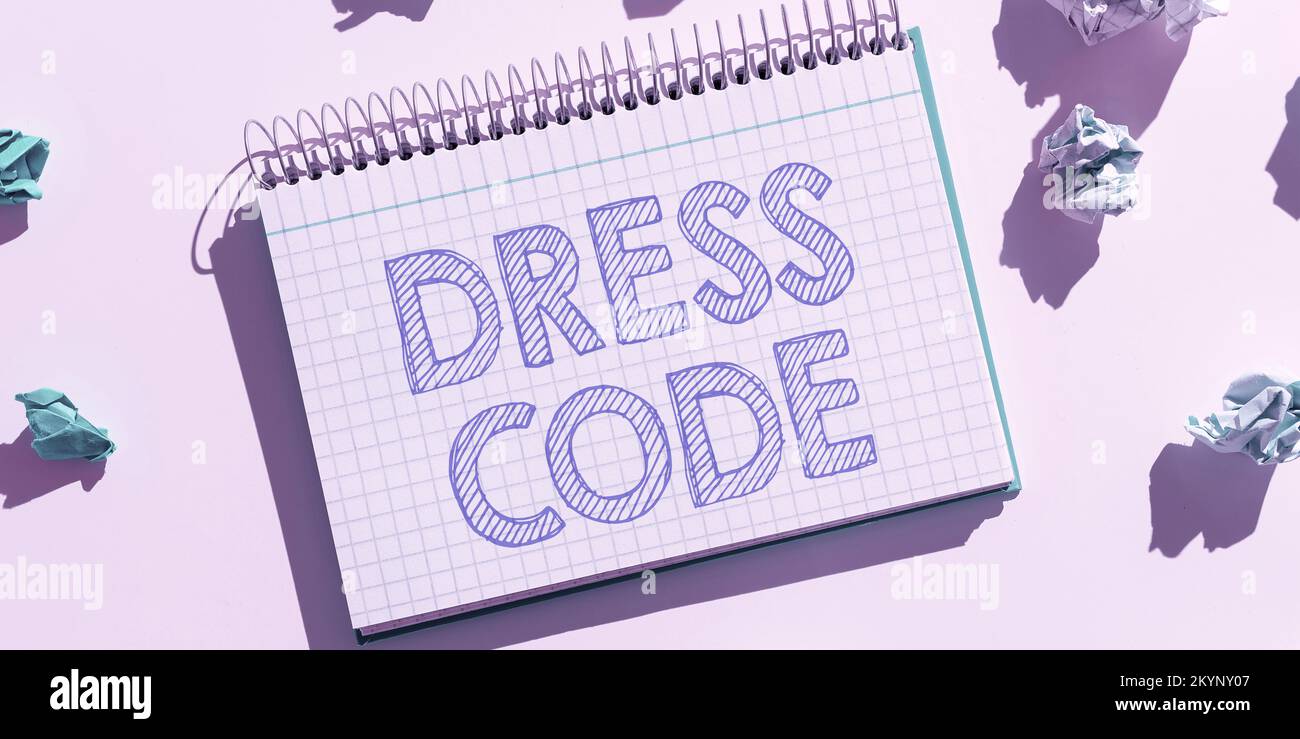 Text caption presenting Dress Code. Concept meaning an accepted way of ...