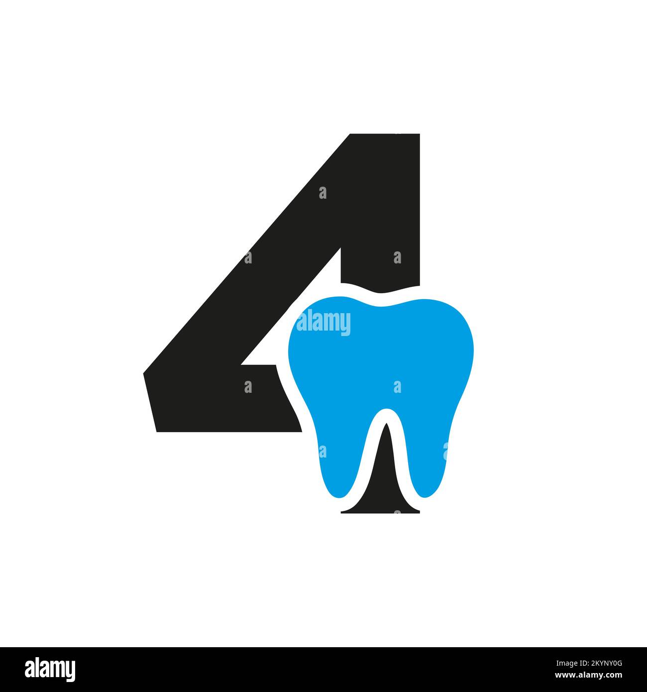 Letter 4 Dental Logo Concept With Teeth Symbol Vector Template Stock ...
