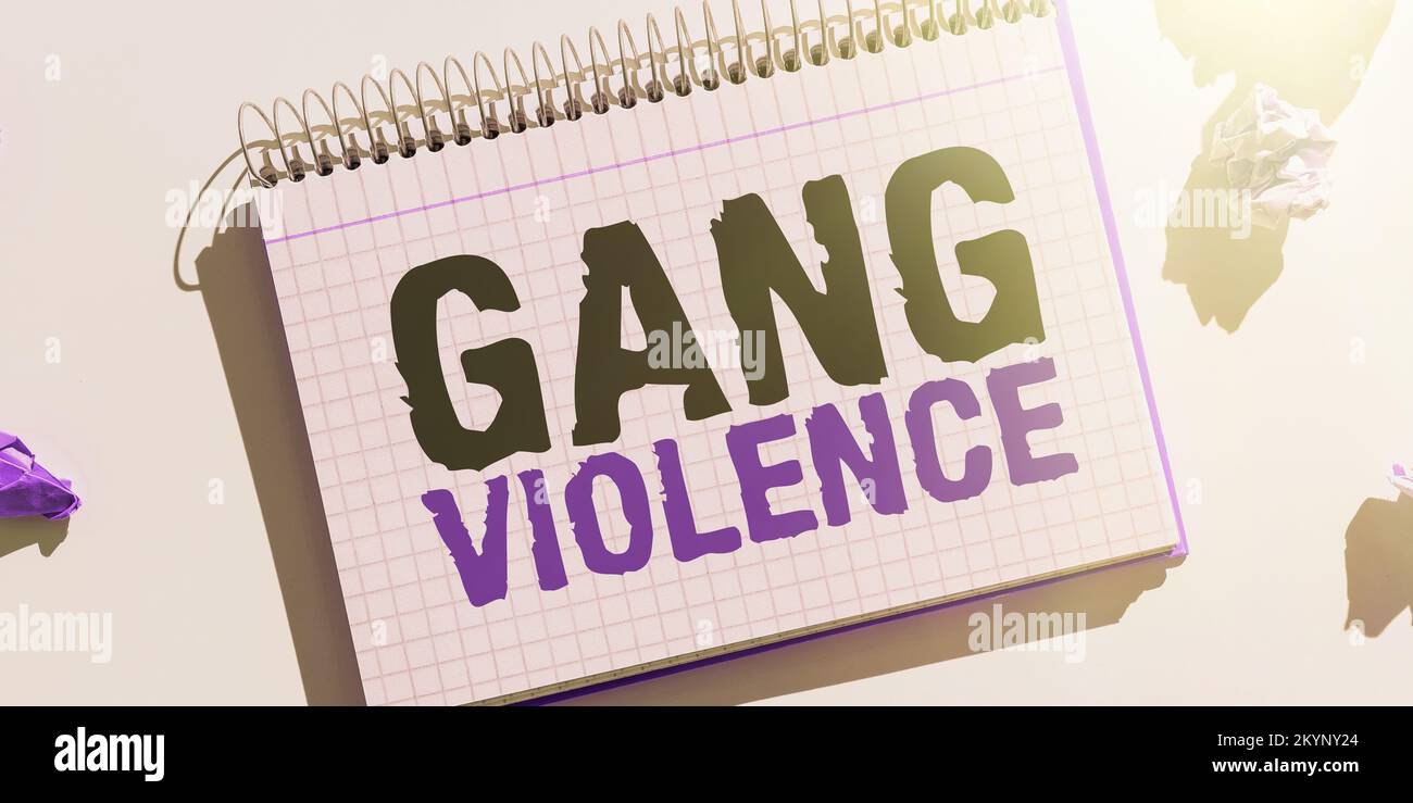 Text showing inspiration Gang Violence. Word Written on infringement of the laws caused by group ...