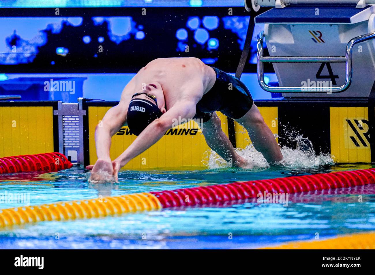 ROTTERDAM, NETHERLANDS - DECEMBER 1: Finn Hammer competing in the Men, 200m Backstroke, Finals ...