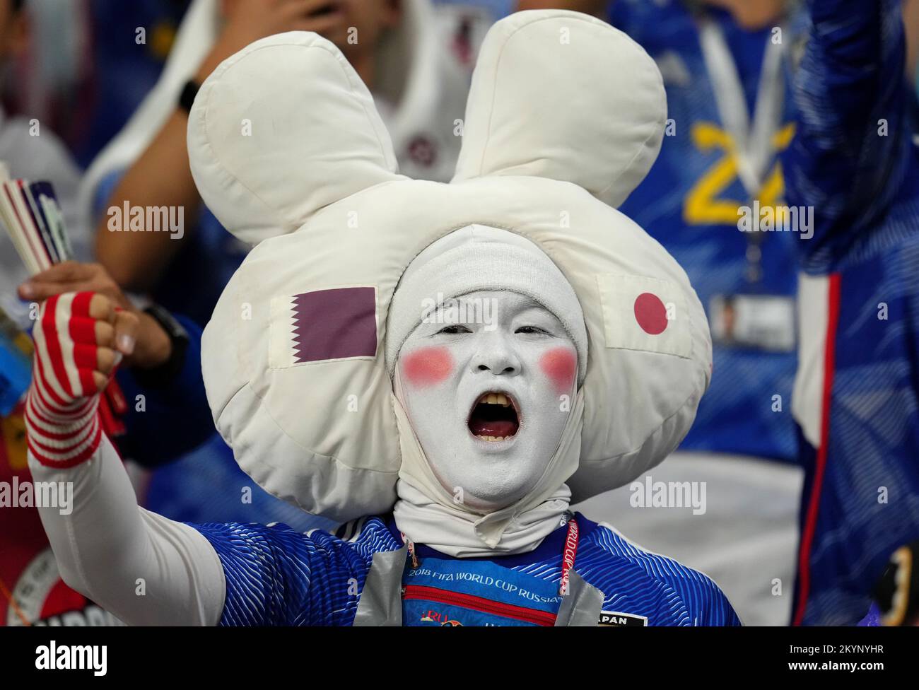 Japanese fans in the stands during the FIFA World Cup Group E match at ...