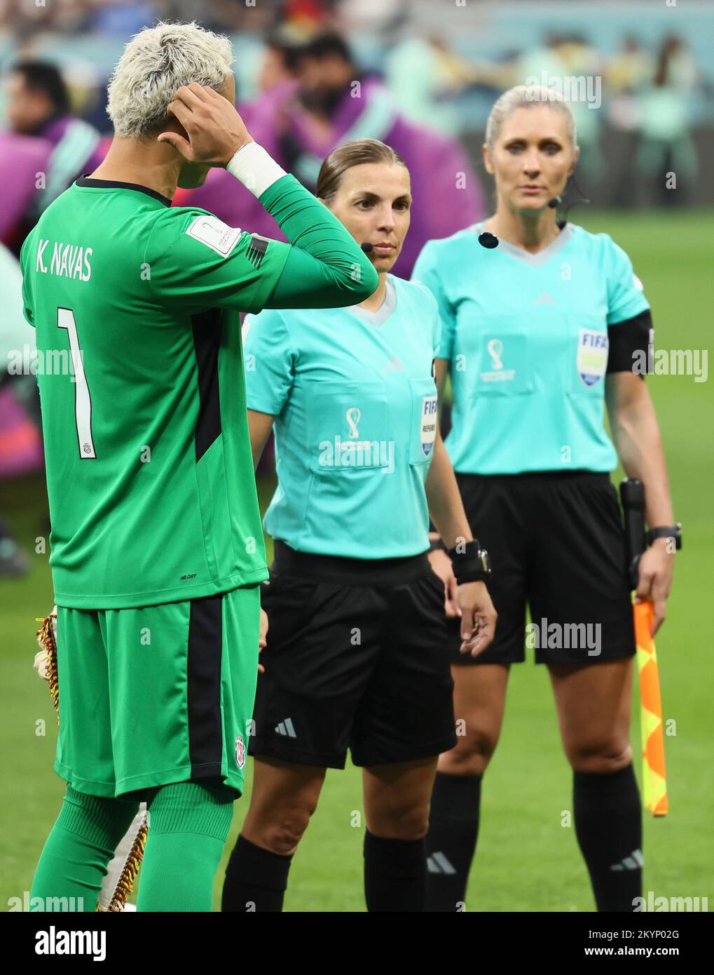 Al Khor, Qatar. 1st Dec, 2022. Referee Stephanie Frappart (C) and ...
