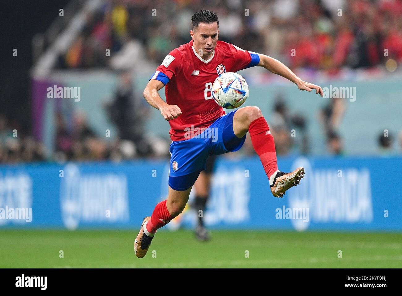 AL KHOR, QATAR - DECEMBER 1: Bryan Oviedo of Costa Rica controlls the ...