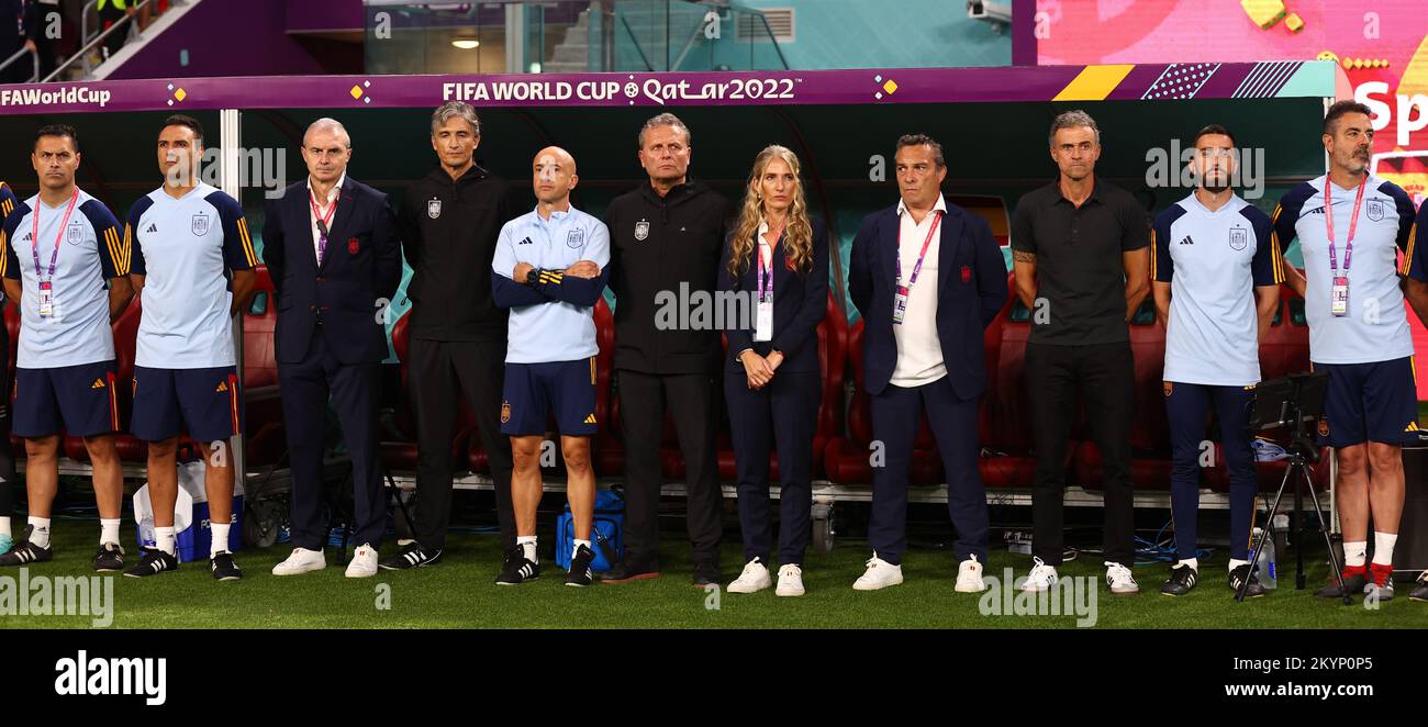 Doha, Qatar, 1st December 2022. Spain coaching team with Luis Enrique ...