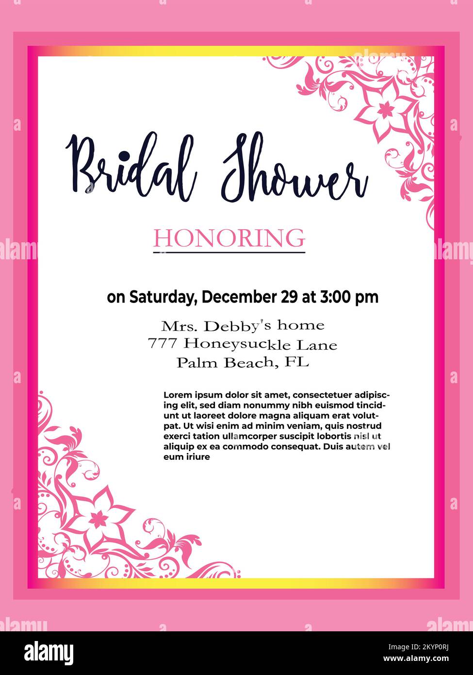 Simple invitation card vector design with floral and Leaves, gradient ...