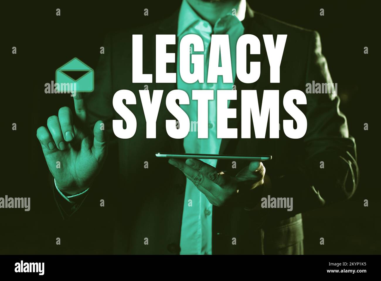 Text caption presenting Legacy Systems. Concept meaning old method technology computer system or ...