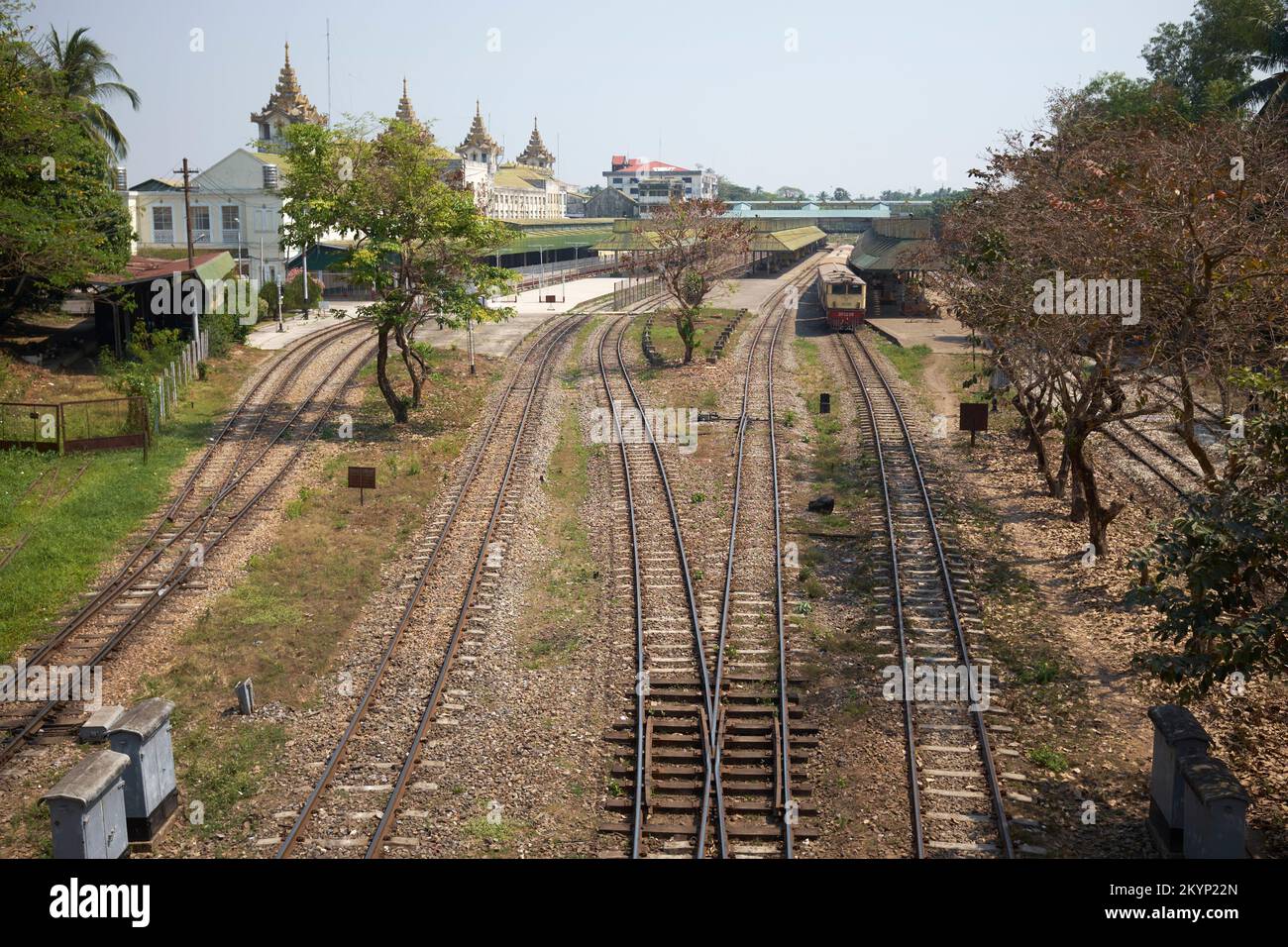 Tracks outside the Central Railway Station in Yangon Myanmar Stock ...