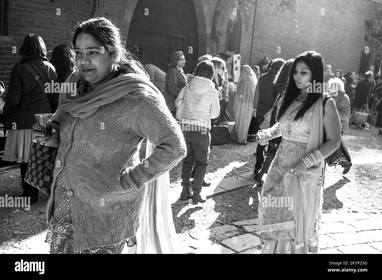 Portrait of Indian women during the Diwali Indù festival in Turin ...