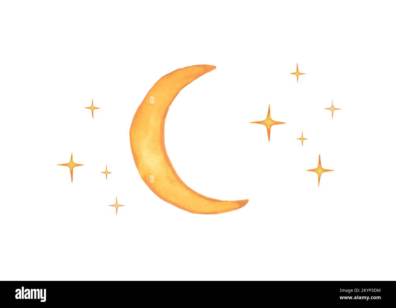 Night Moon Stars Vector illustration Watercolor. Night Sky Stock Vector ...