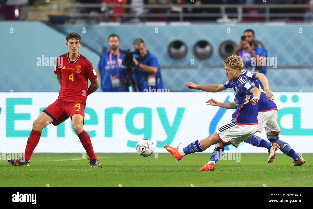 Doha, Qatar, 1st December 2022. Ritsu Doan of Japan scores the ...