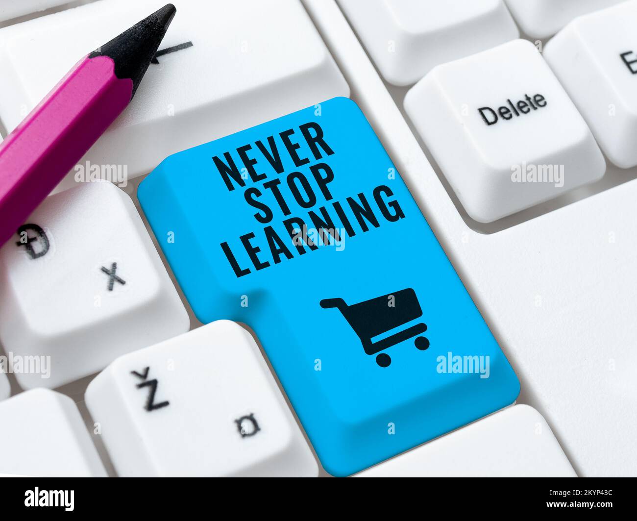 Writing displaying text Never Stop Learning. Business showcase Continue ...