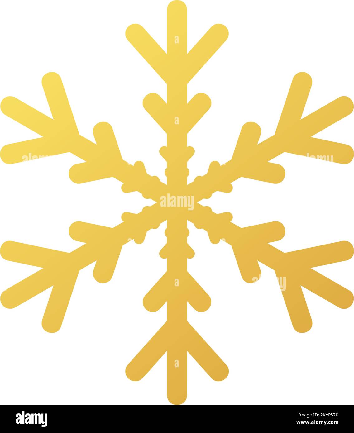 Golden snowflake icon. Blueprint of a snowflake stencil of a golden ...