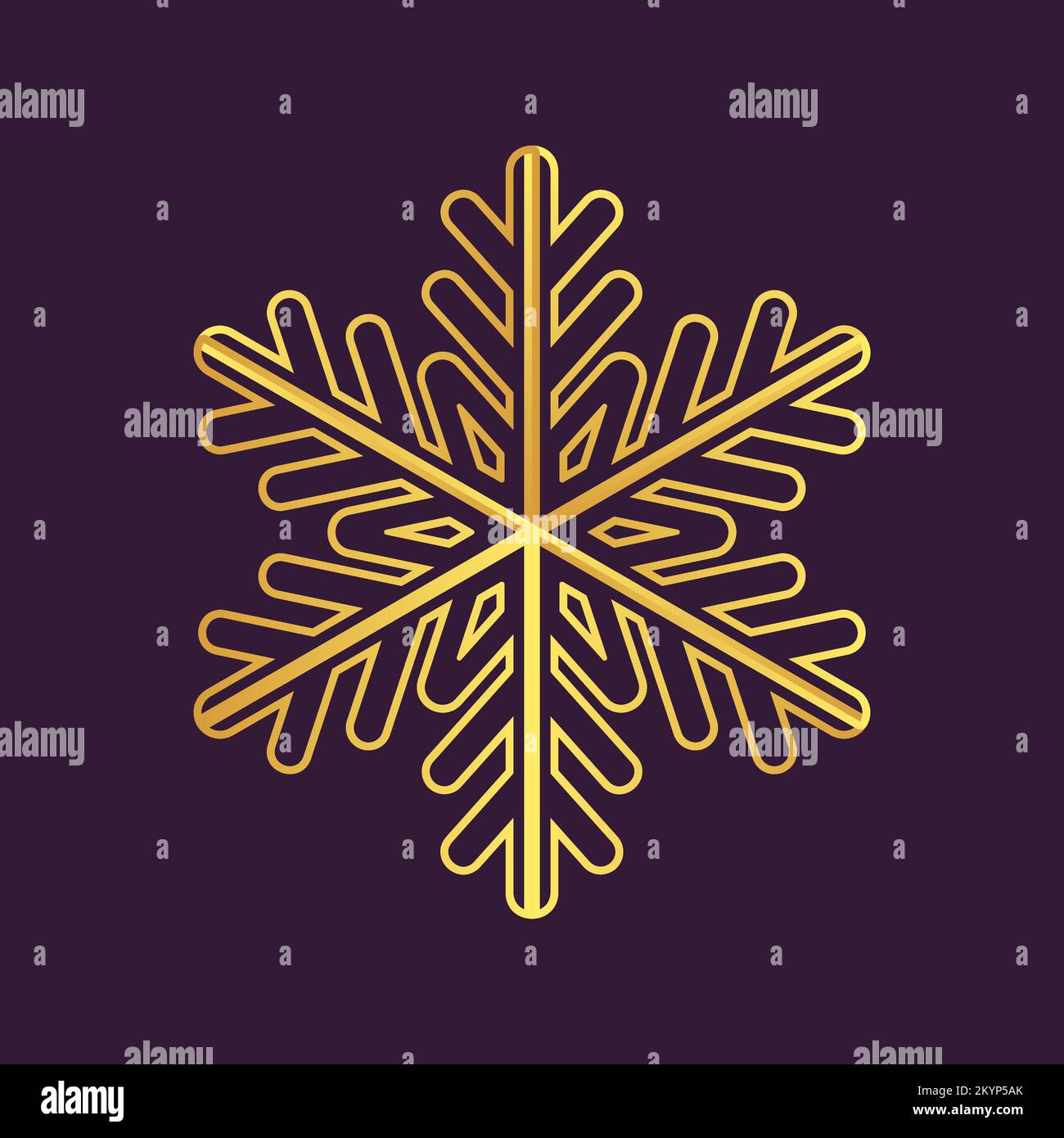 Thinline golden snowflake icon. Foil snow flake stencil blueprint Stock ...