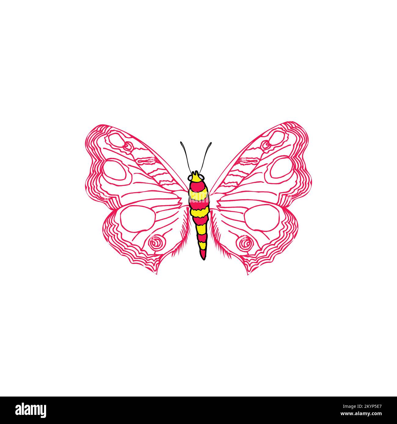 Junonia almanac butterfly vector icon on white background Stock Vector ...