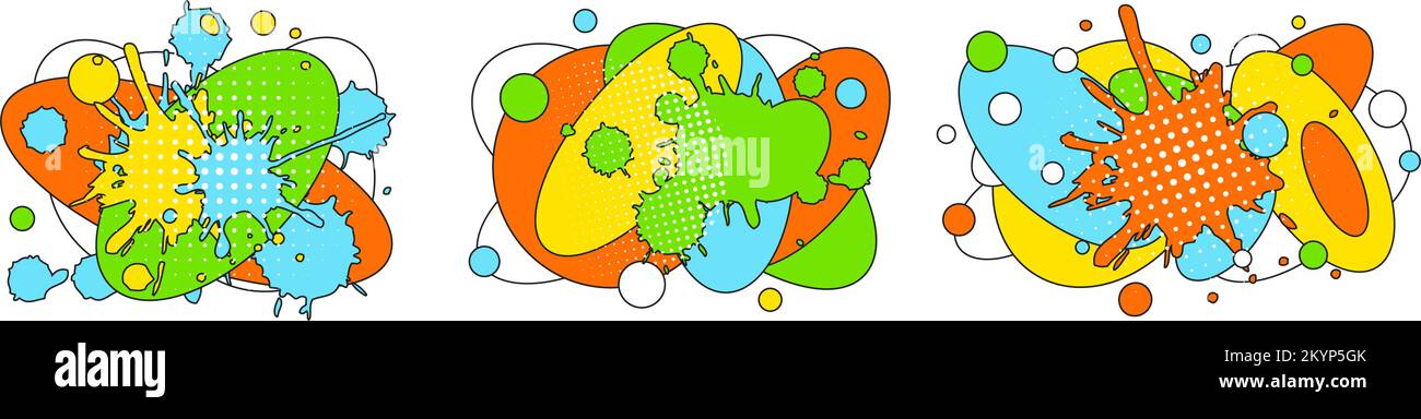 Bauhaus pop art banner. Zine background of heap of memphis circular ...