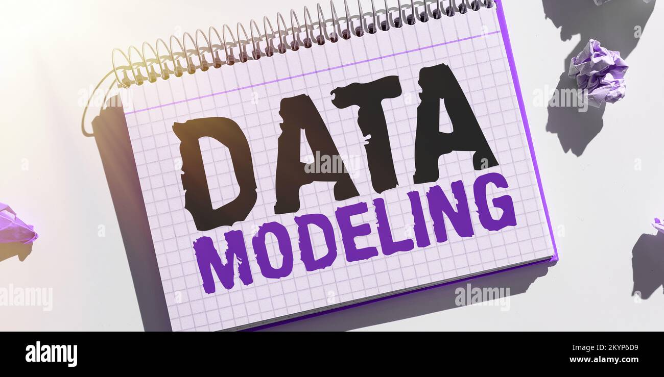 Sign displaying Data Modeling. Business concept process of transferring data between data ...