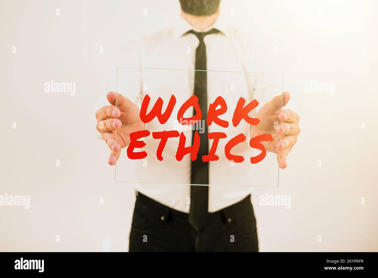 Text sign showing Work Ethics. Concept meaning A set of values centered ...