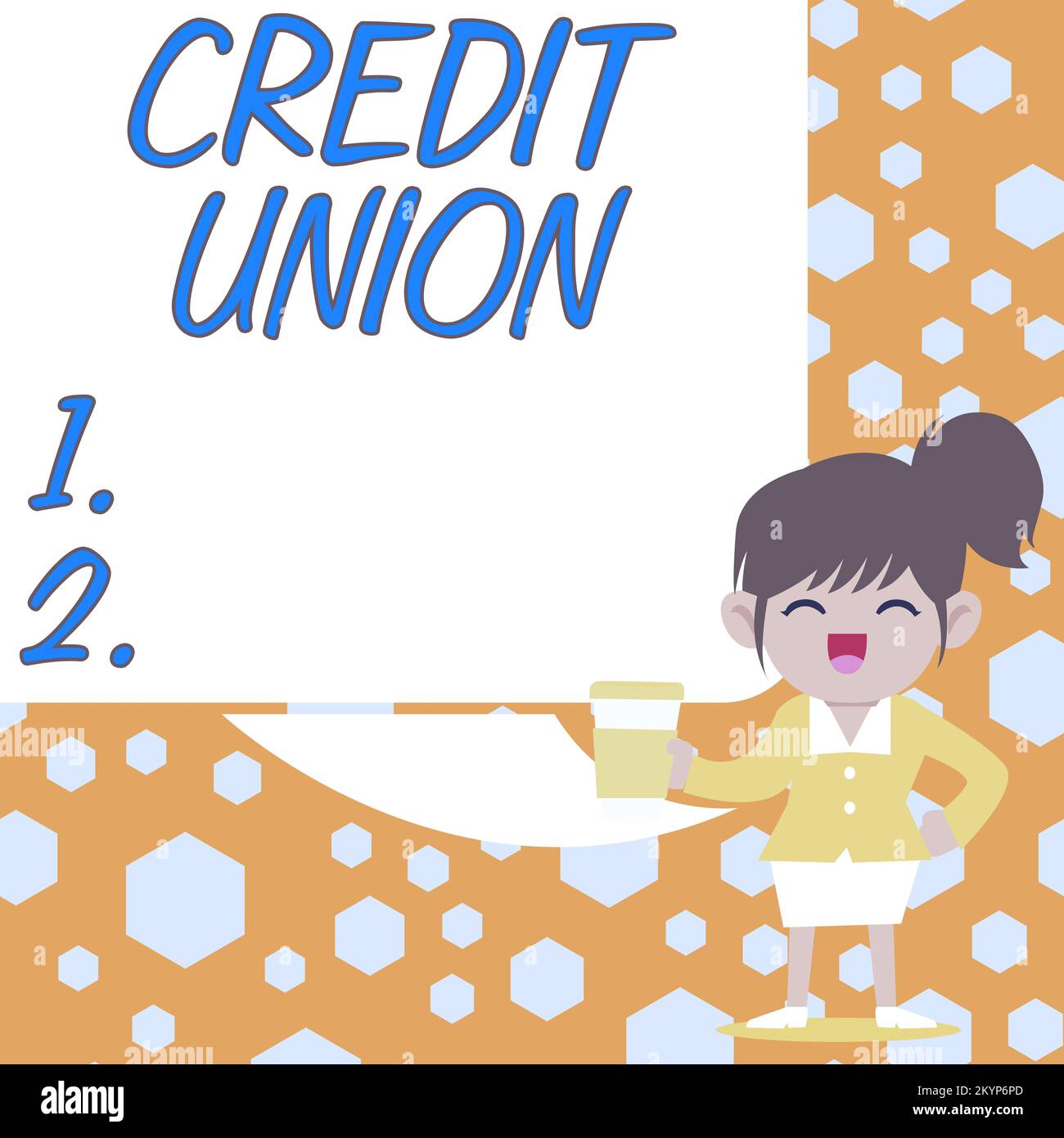 Text caption presenting Credit Union. Business showcase cooperative ...