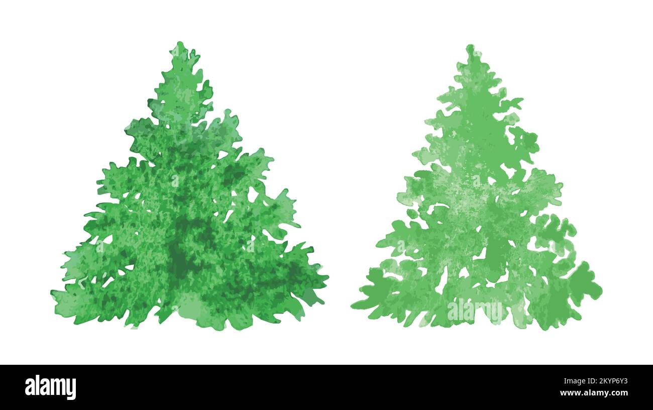 Fir Tree. Decorated christmas tree New year Watercolor illustration ...