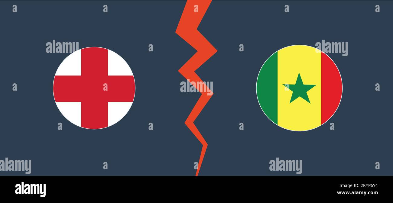England vs Senegal with a circle border. Concept of opposition ...