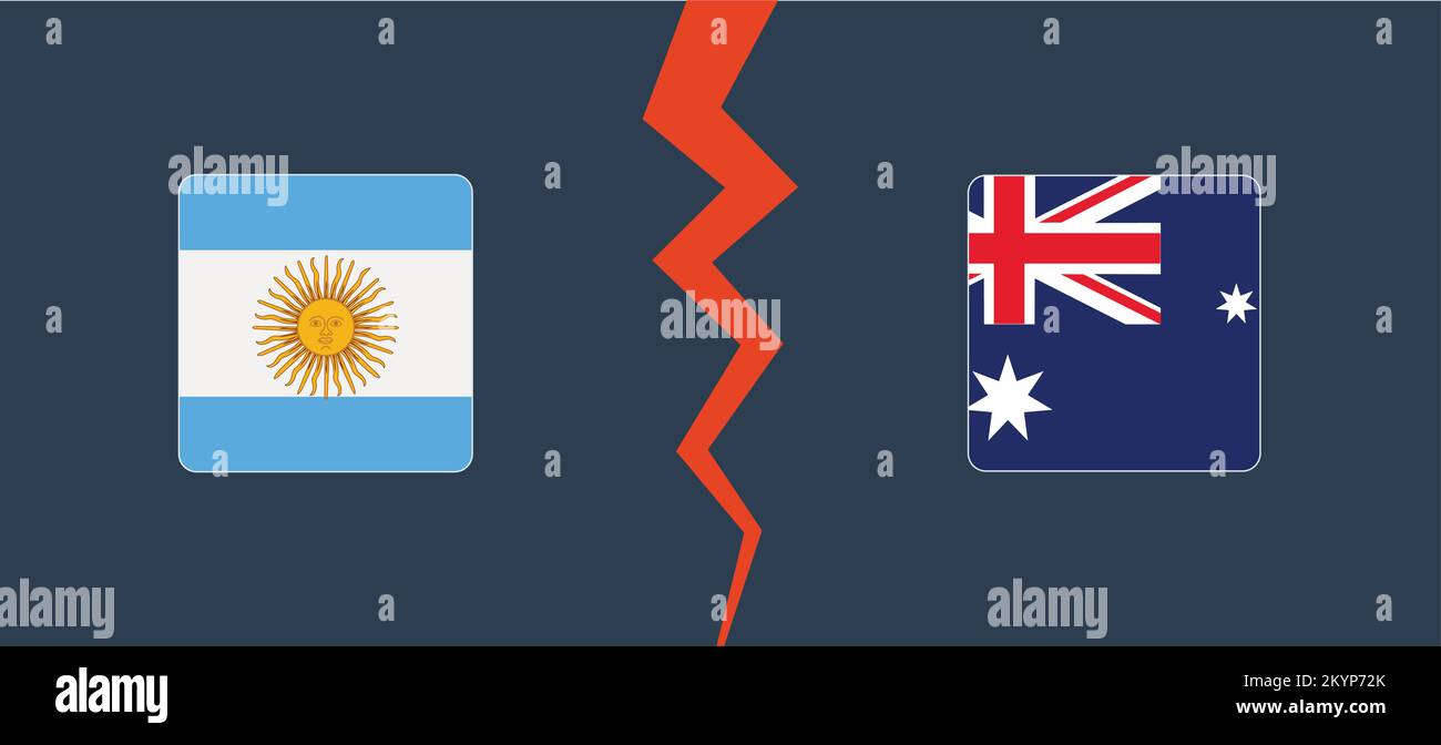 Argentina vs Australia. Concept of opposition, competition, and ...