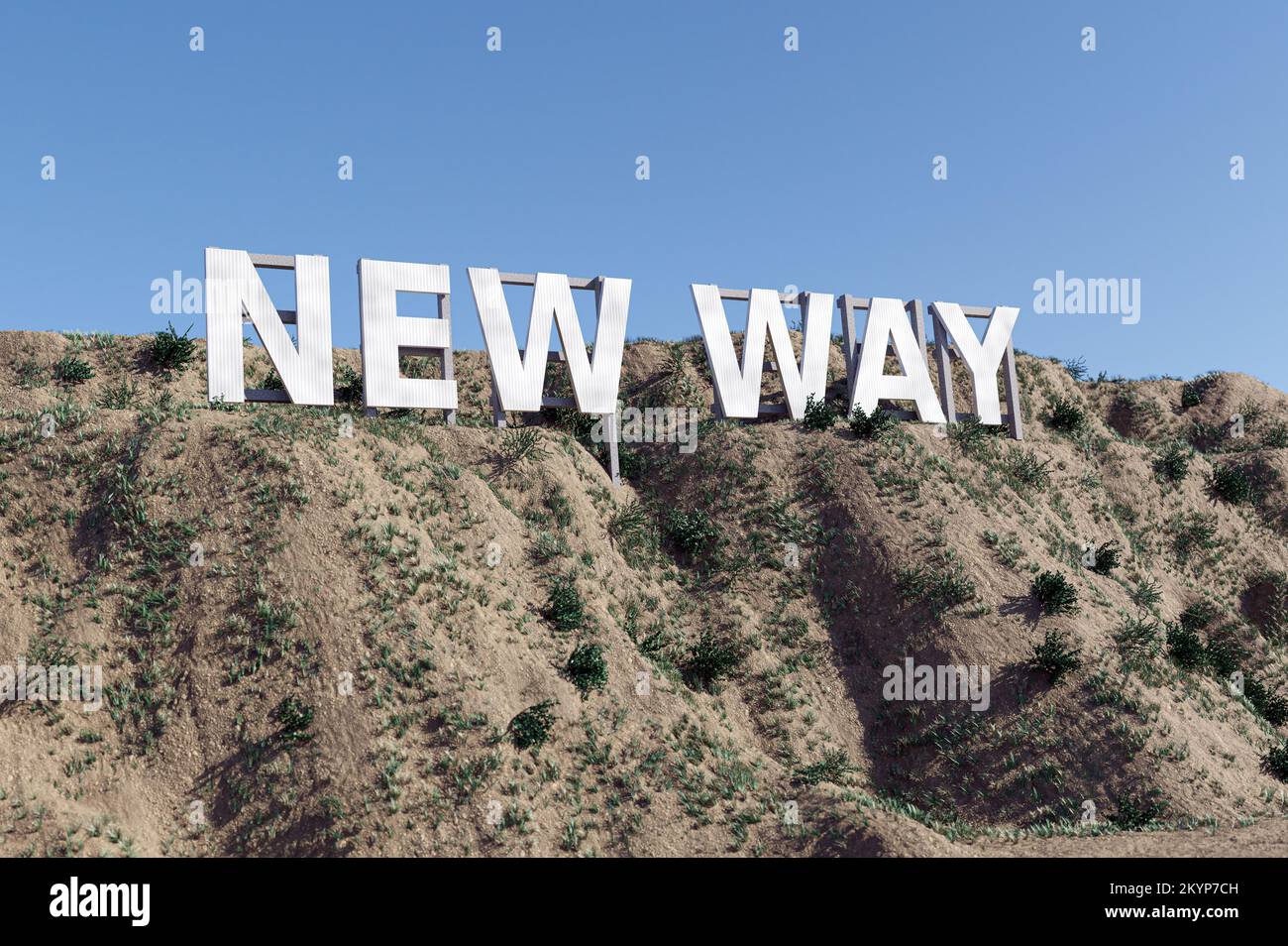 New Way sign on hill Stock Photo - Alamy