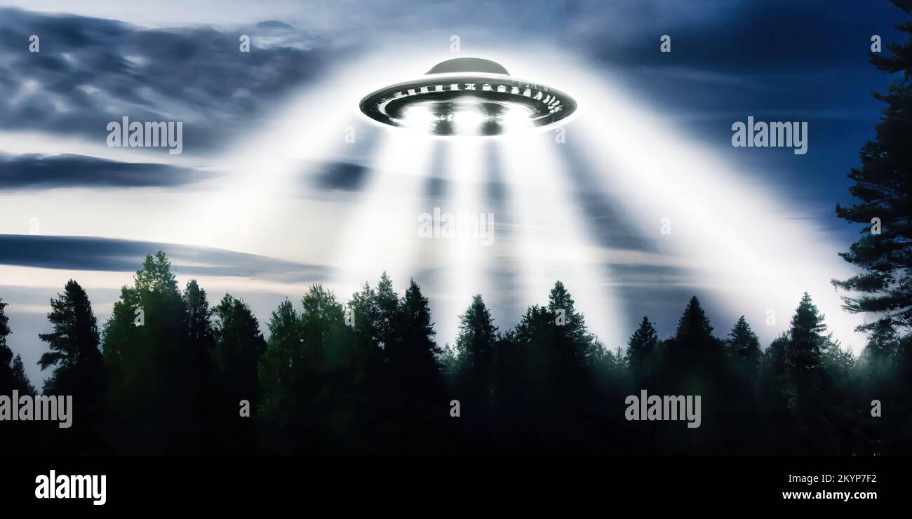 Unidentified flying object UFO using teleporting beam in middle of ...
